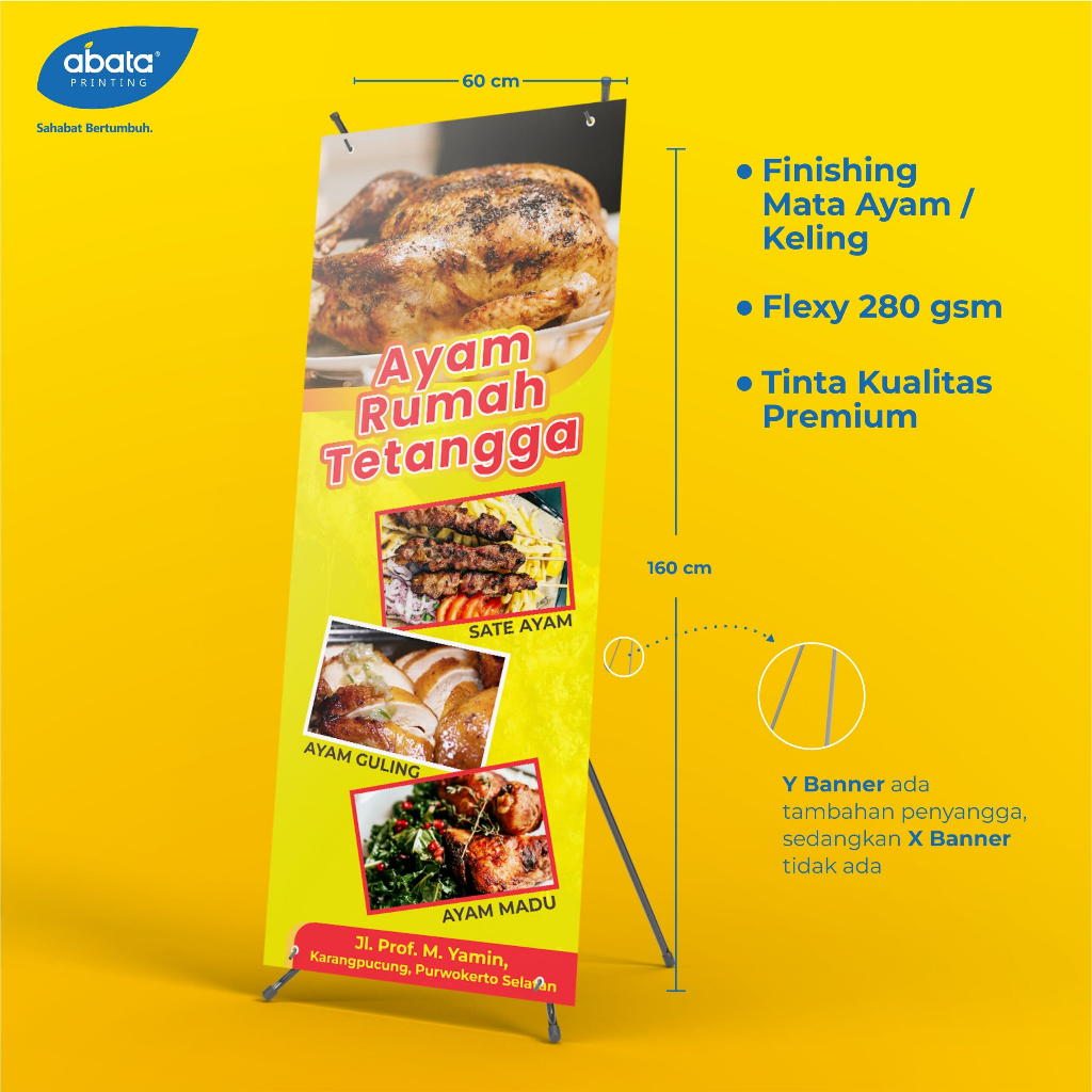 Jual Paket Stand Banner Warung Ukuran 60x160 cm + Tiang | Shopee Indonesia