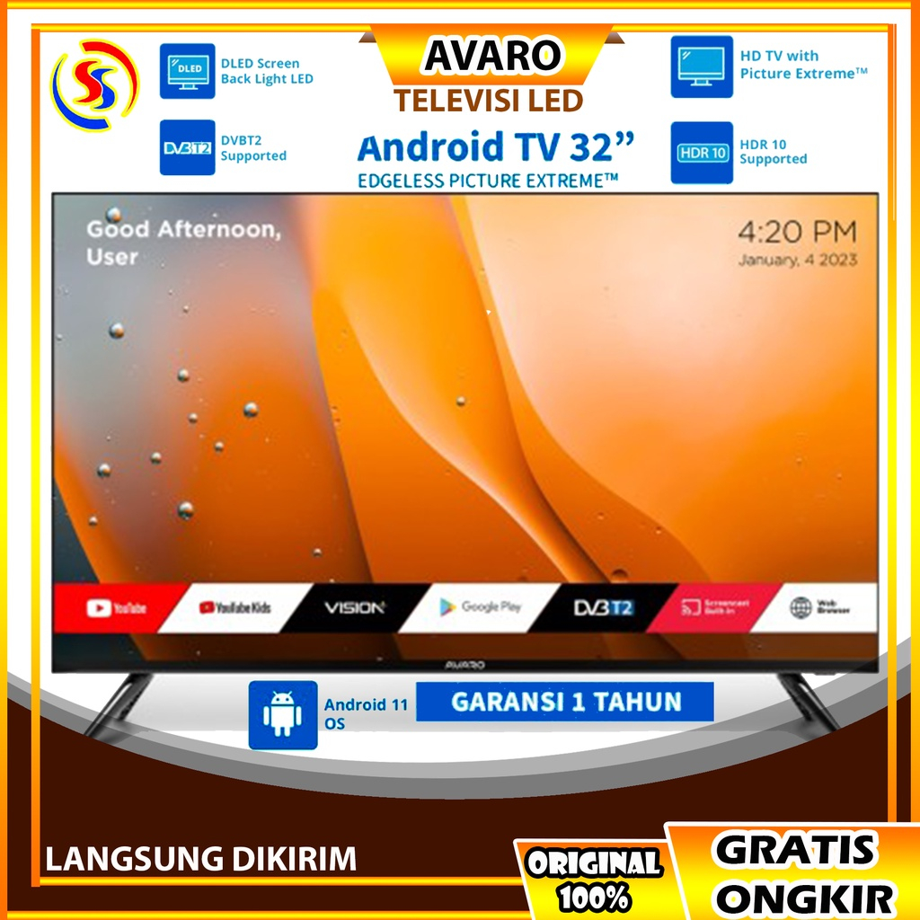 Jual AVARO 32 inch Smart LED TV HD - Android 11 - Android TV | AVARO 32 inch Smart LED HD | TV ...