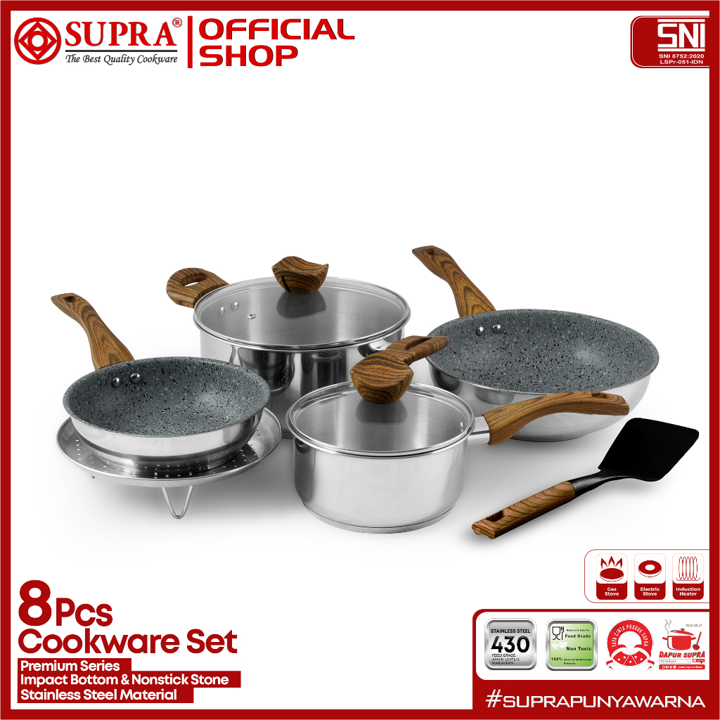 Jual Supra Panci Set 8 Pcs Stainless Steel Premium Series | Shopee ...