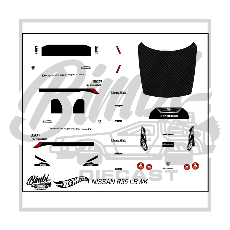 Jual Decal Hotwheels Nissan R35 LBWK Transparan | Shopee Indonesia