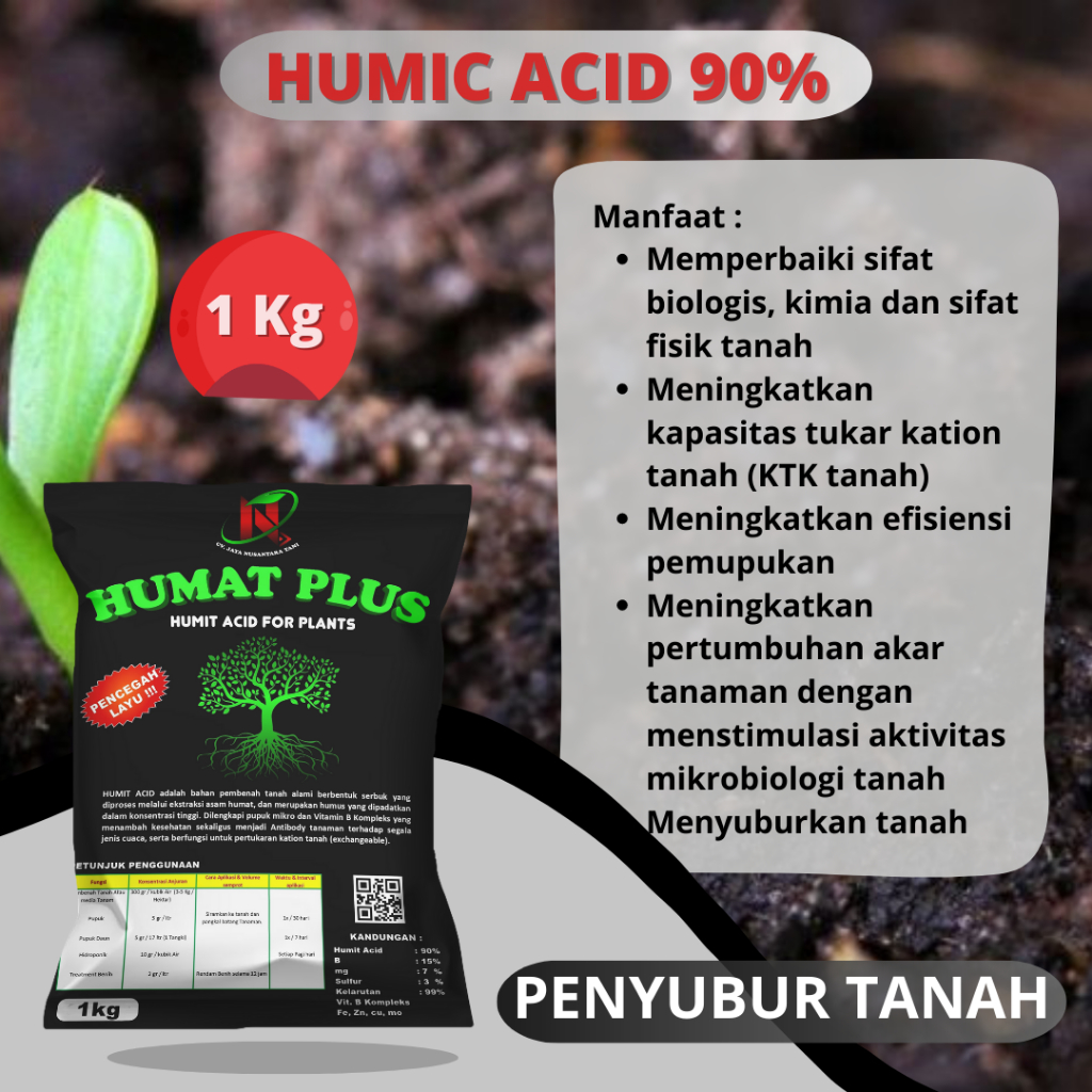 Jual Asam Humat 90% Humic Acid 1kg Serbuk, Pupuk Organik Pembedah Tanah ...