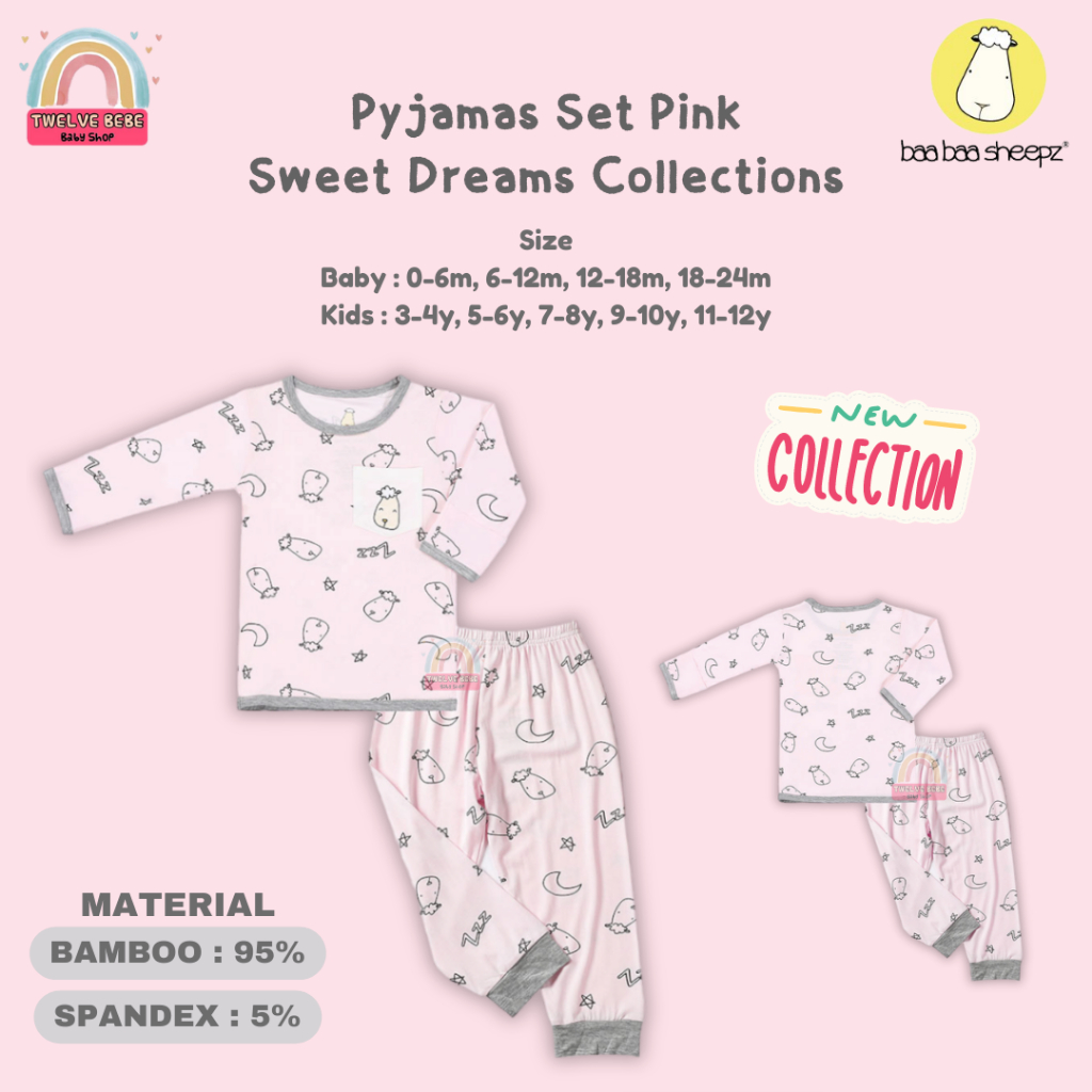 Jual Baabaasheepz Pyjamas Set Sweet Dreams Pink Baa Baa Kids / Piyama ...