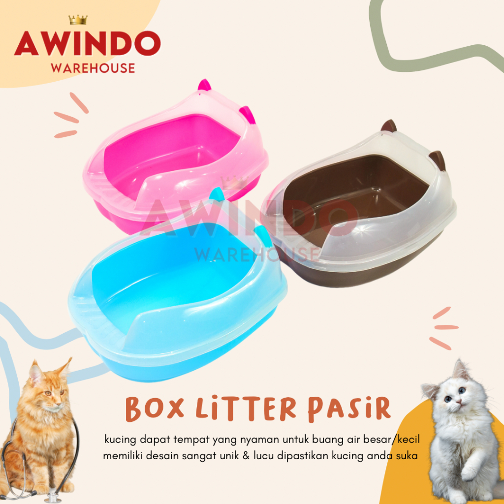 Jual BOXLIT BAKOLI MOTIF 002 - Tempat Pup Bak Pasir Litter Box Kucing ...