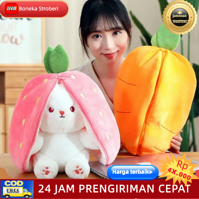 Jual 18/25cm Boneka Kelinci Strawberry Lucu Kartun Kelinci Mainan Mewah ...