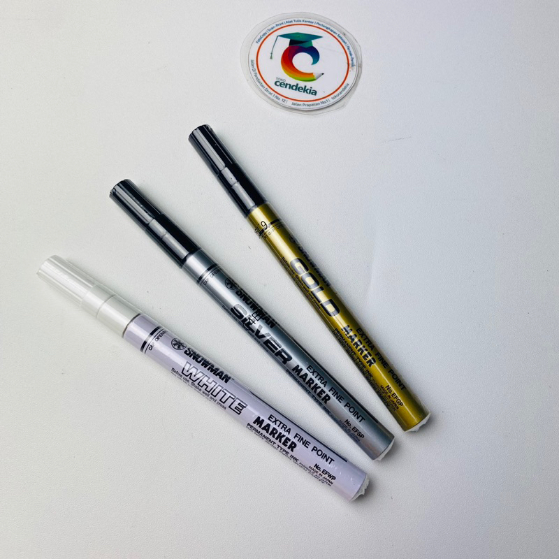 Jual Spidol Snowman Permanent EXTRA FINE Emas Gold Putih White Silver ...