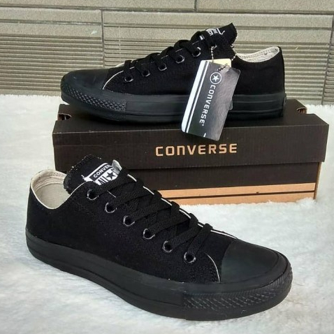 Jual Sepatu Converse all Star Low Full Black Anak Dewasa//Sepatu ...