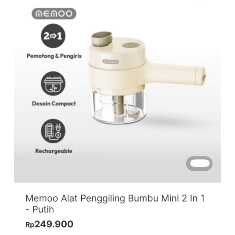 Jual Memoo Alat Penggiling Bumbu Mini 2 In 1 - Putih ( Ace Hardware ) | Shopee Indonesia