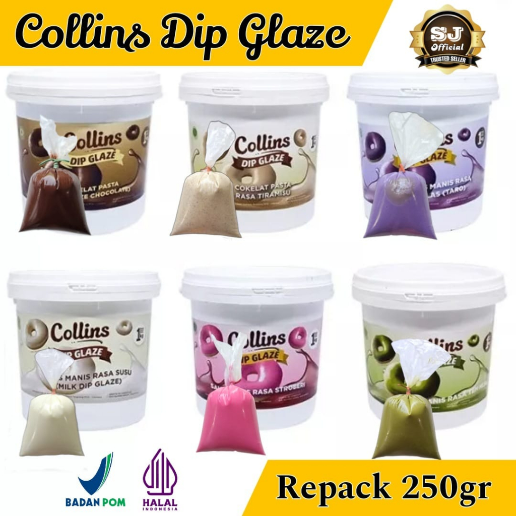 Jual GLAZE COLLINS Topping Donat Repack 250gr / COLLINS Dip GLAZE ...