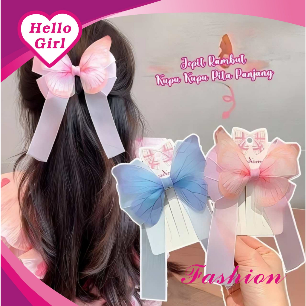 Jual (Hello Girl)F265 Jepit Pita Rambut Anak Perempuan Motif Pita Kupu ...