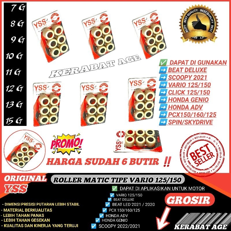 Jual ROLLER ( Y125 ) ROLER LOLER VARIO 125 VARIO 150 GENIO BEAT DELUXE ...