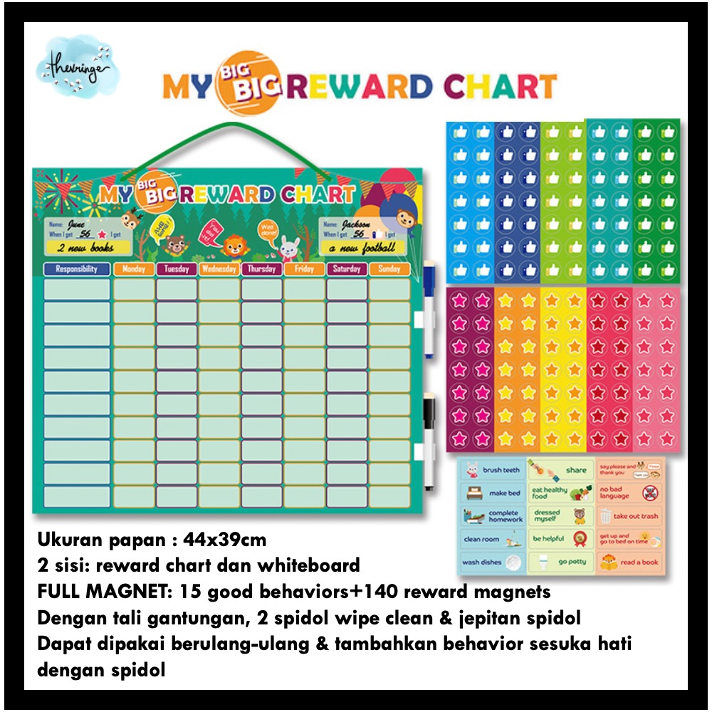 Jual Jumbo Reward Chart Board Anak Magnetic Papan Penghargaan Disiplin ...