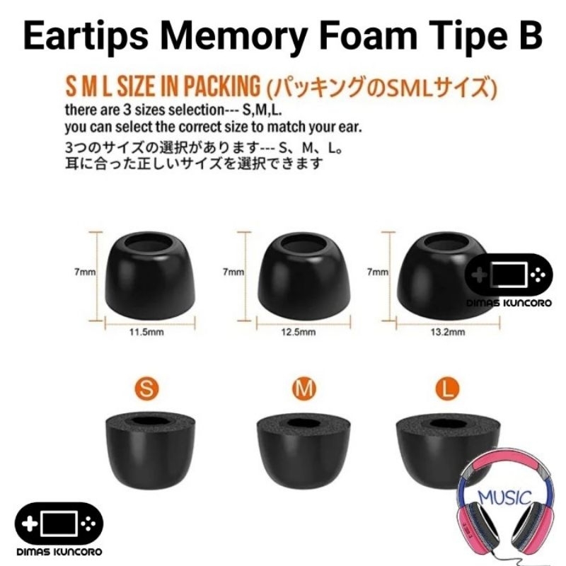 Jual Eartips Memory Foam Tipe B busa eartip huawei freebuds 5i 4i tws ...