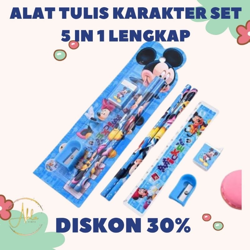 Jual ALAT TULIS KARAKTER SET 5 IN 1 PAKET LENGKAP | Shopee Indonesia