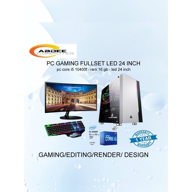 Jual PC GAMING CORE I5 10400F RAM 16 GB SSD 256 GB VGA 4 GB RX 6500XT LED 24 INCH FULLSET ...