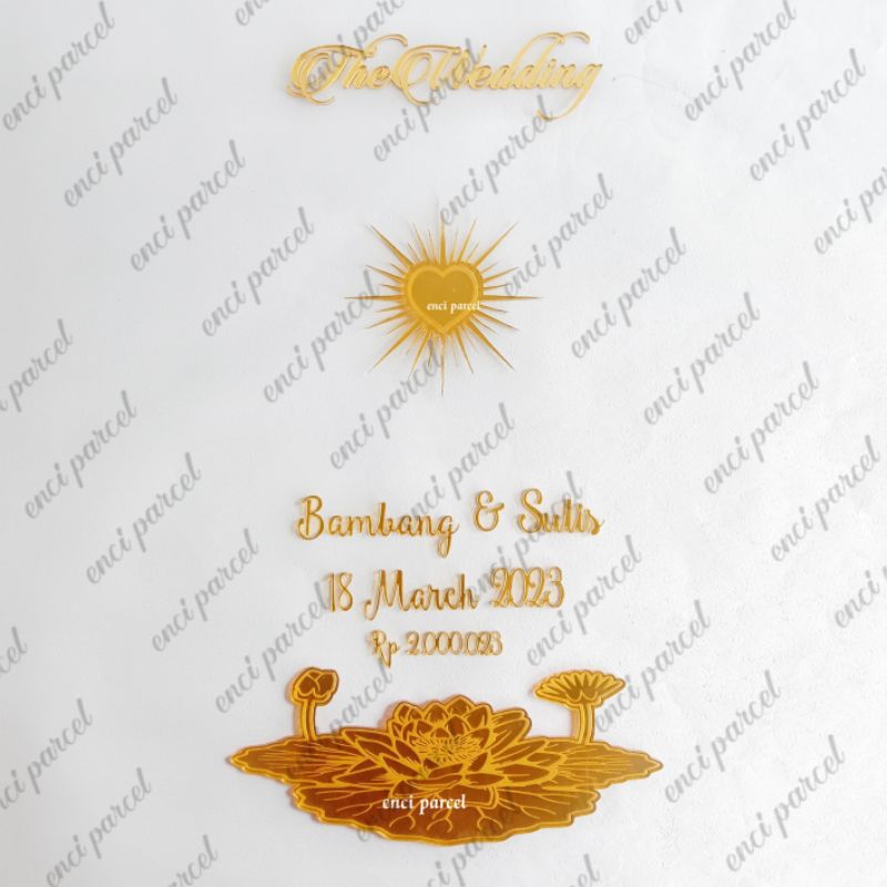 Jual kode 081 set akrilik gold logo PSHT love bunga teratai the wedding ...