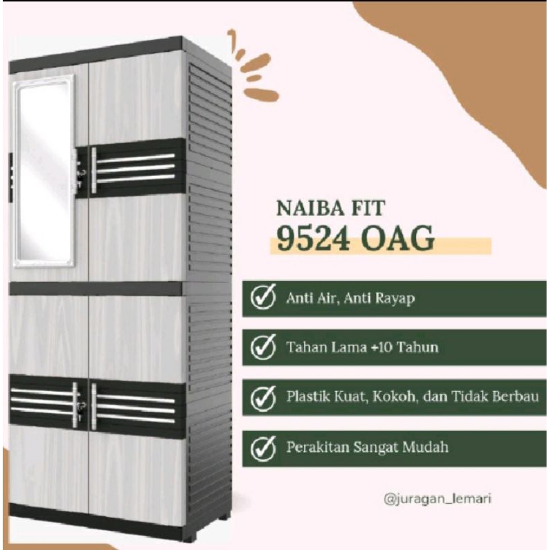 Jual Lemari plastik Naiba fit Susun 4 Cermin/Lemari pakaian | Shopee ...