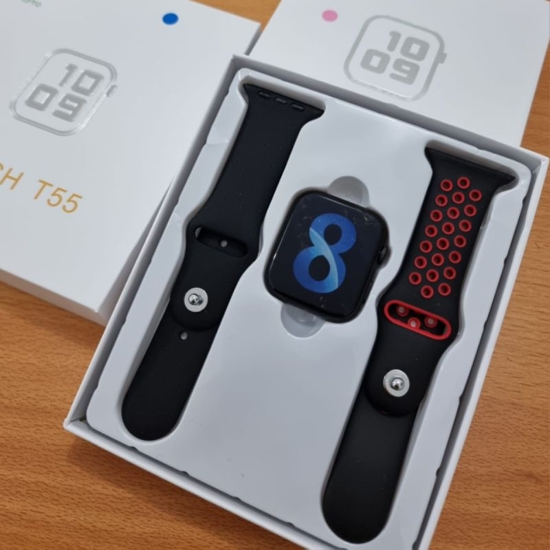 Jual JAM TANGAN SMARTWATCH T55 T500 IWO 10 SERI 8 FREE TALI CADANGAN ...