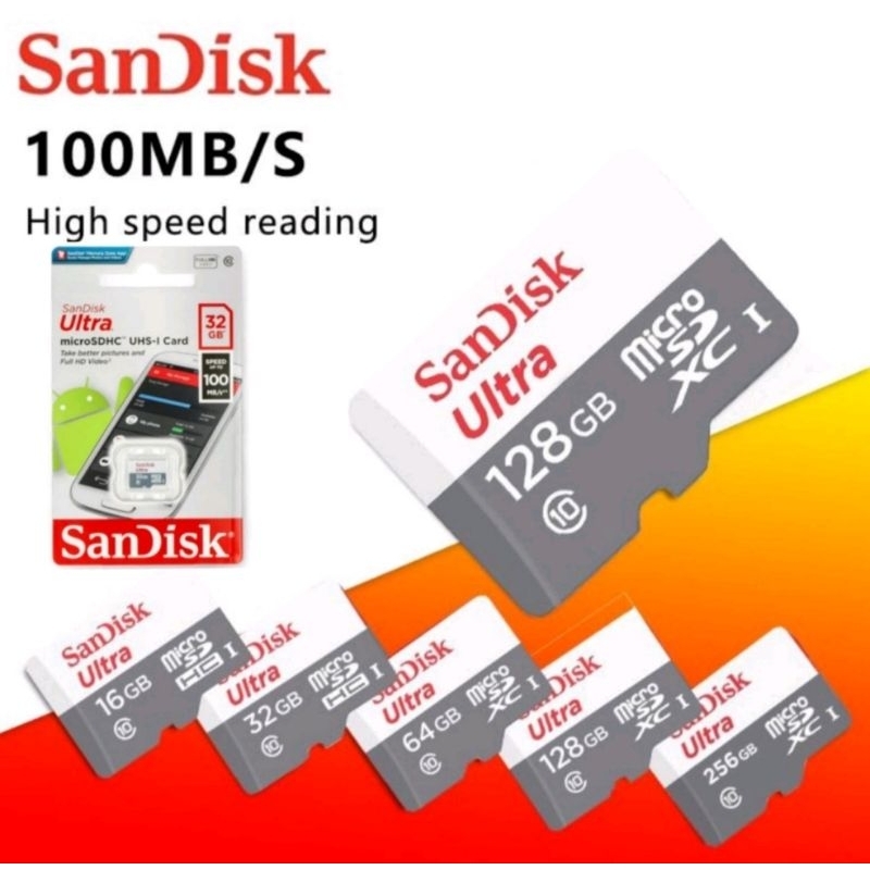 Jual Micro SD memory Card class 10 sandisk 16GB | 32GB | 64GB | 128GB ...