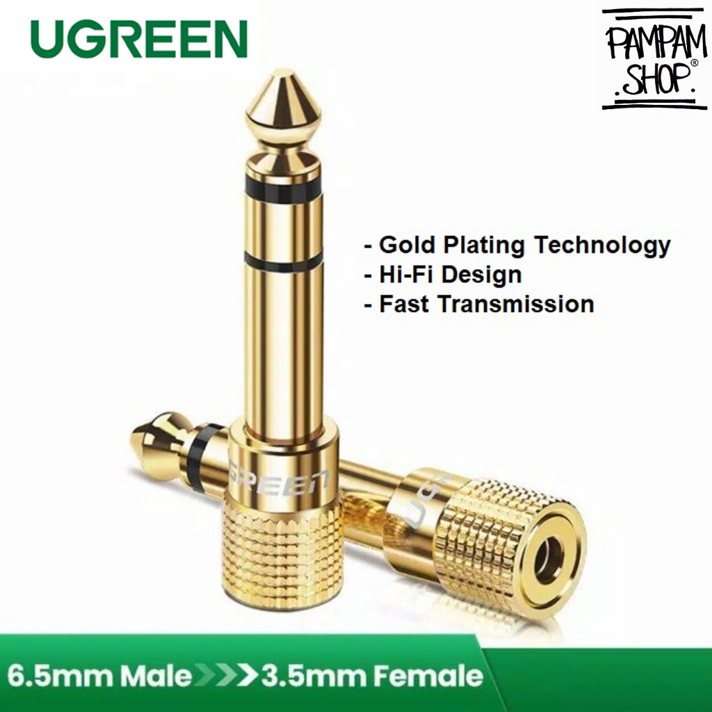 Jual UGREEN ORIGINAL Adapter Converter Jack 6.5mm Male to 3.5mm Female Audio Adaptor Gold ...