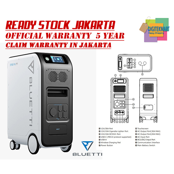 Jual BLUETTI POWER EP500 PRO, SOLAR POWER STATION 5120Wh/3000W | Shopee ...