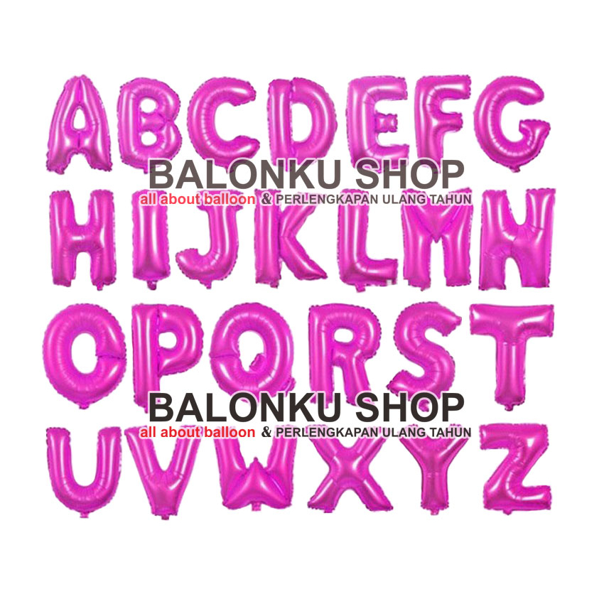 Jual Balon Foil Huruf Pink Polos / Balon Huruf Pink / Huruf PQRSTUVWXYZ ...