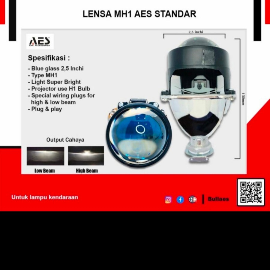Jual lensa mh1 standar ukuran 2.5 inchi lensa projector motor dan mobil ...