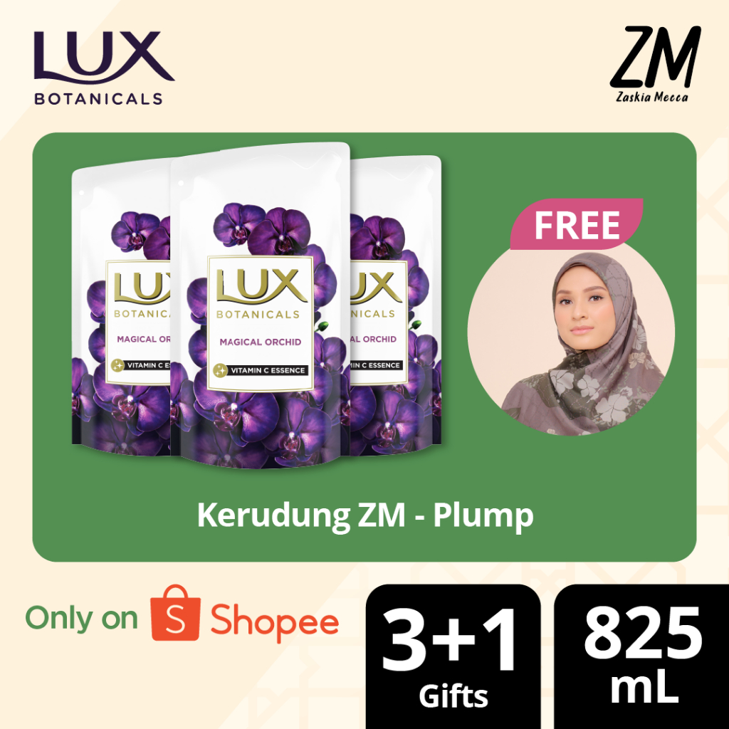 Jual [Lux x Zaskia Mecca] Buy 3 Lux Magical Orchid 825ml FREE Kerudung Zaskia Mecca - Plum ...