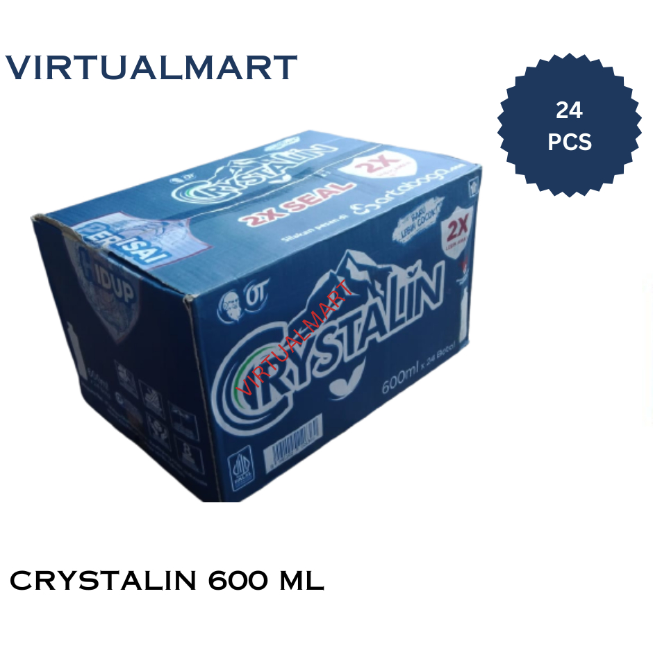 Jual AIR MINERAL CRYSTALIN 600 ML 1 DUS ISI 24 BOTOL | Shopee Indonesia