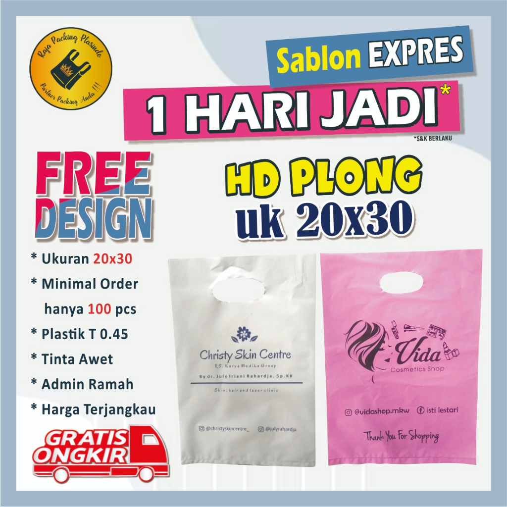 Jual SABLON PLASTIK Packing Plong HD Custom FREE DESAIN Uk 20x30 ...