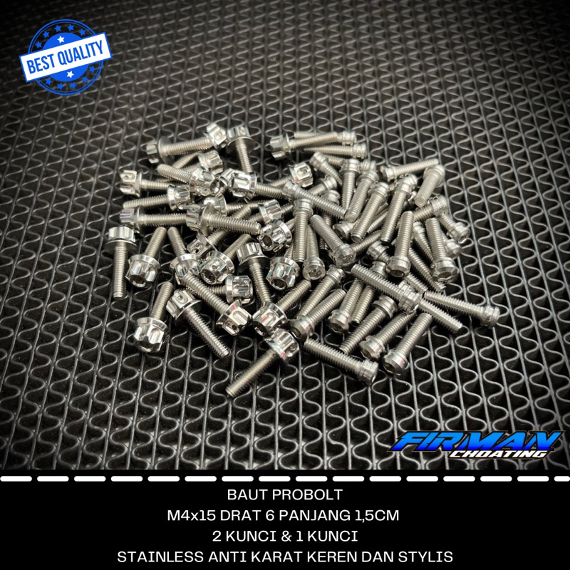 Jual BAUT PROBOLT M4x15 2KUNCI & 1KUNCI DRAT 6 PANJANG 1,5CM (1pcs ...