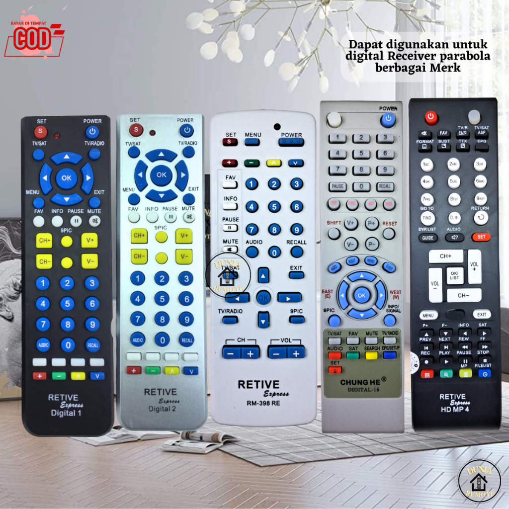 Jual Remot Remote Receiver Parabola Multi Universal DIGITAL RETIVE berbagai merk tanpa dus ...