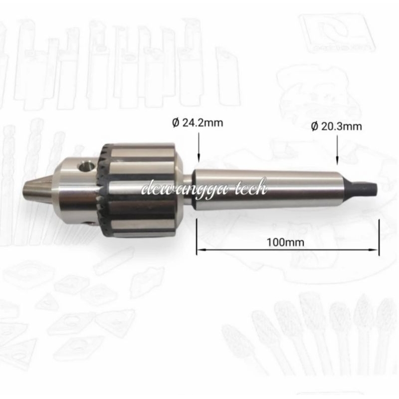 Jual SET Chuck drill 3 - 16 mm Arbor MT3 Hower bor untuk mesin bubut ...