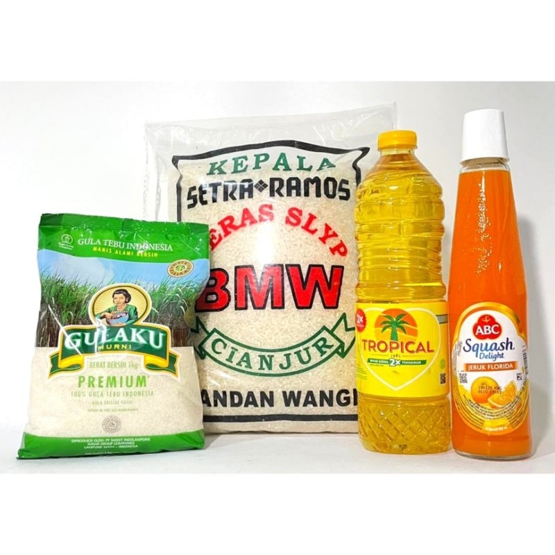 Jual Paket Sembako Premium ( Beras, Gula, Minyak 1Liter, Sirup ABC ...