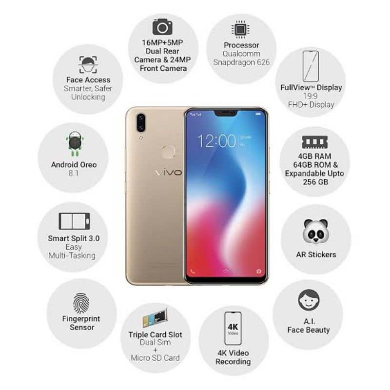 Jual VIVO V9 - RAM 4/64GB, VIDEO 4K, TRIPLE CARD SLOT, SNAPDRAGON 626, GRS RESMI (Gratis ...
