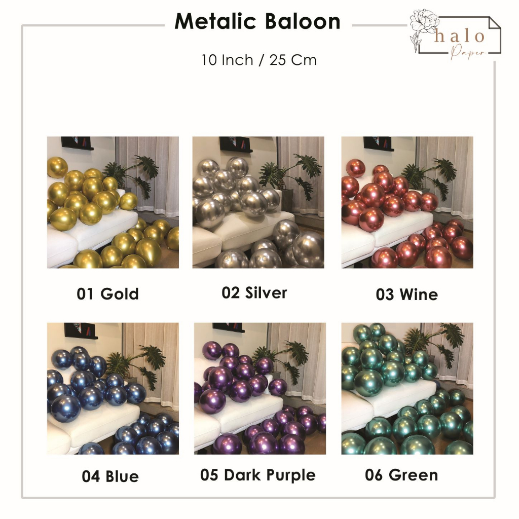 Jual BALON LATEX METALIC UKURAN 10 INCH / ±25 CM | Shopee Indonesia