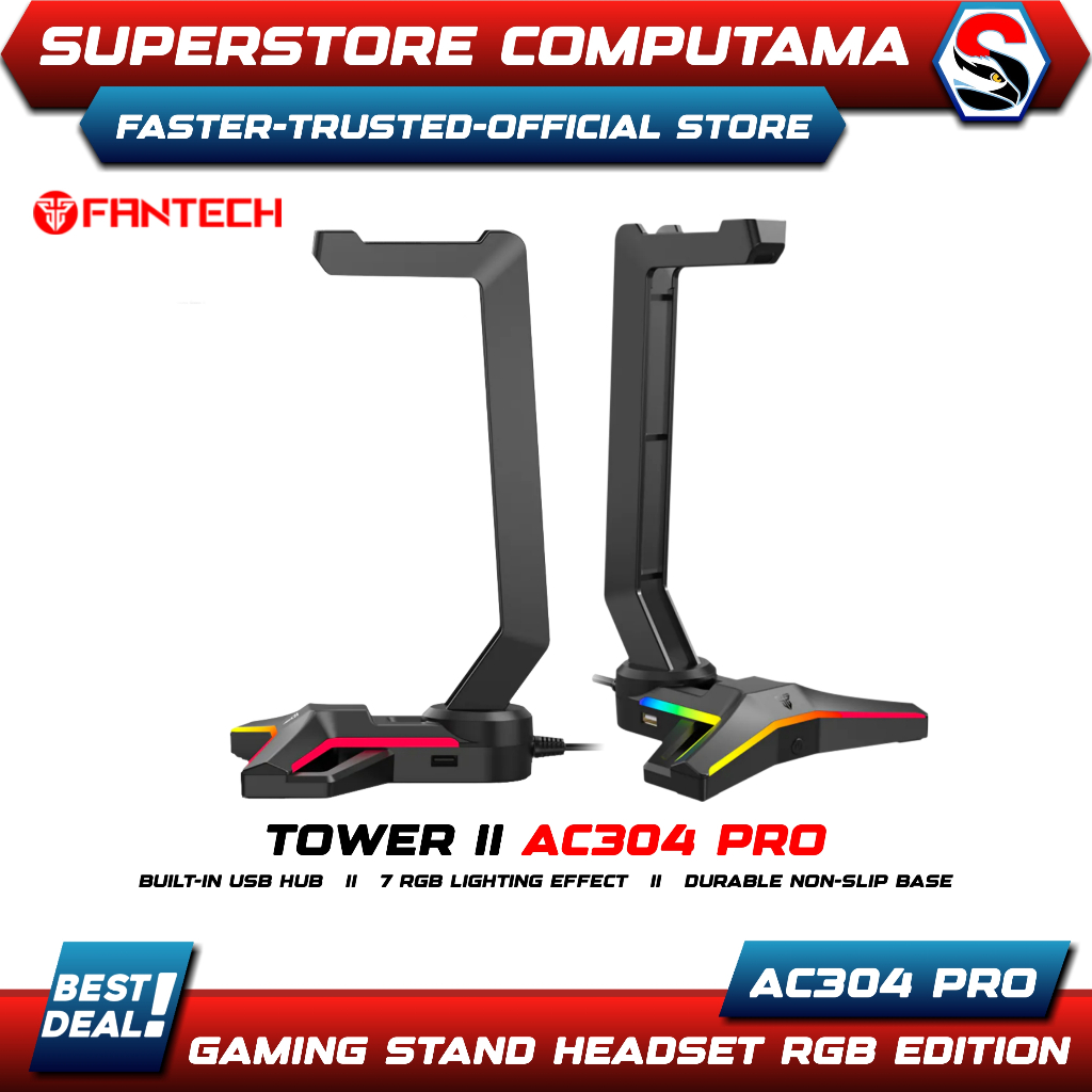 Jual Fantech Tower II AC304 Pro / AC-304 Pro RGB Gaming Headset Stand ...