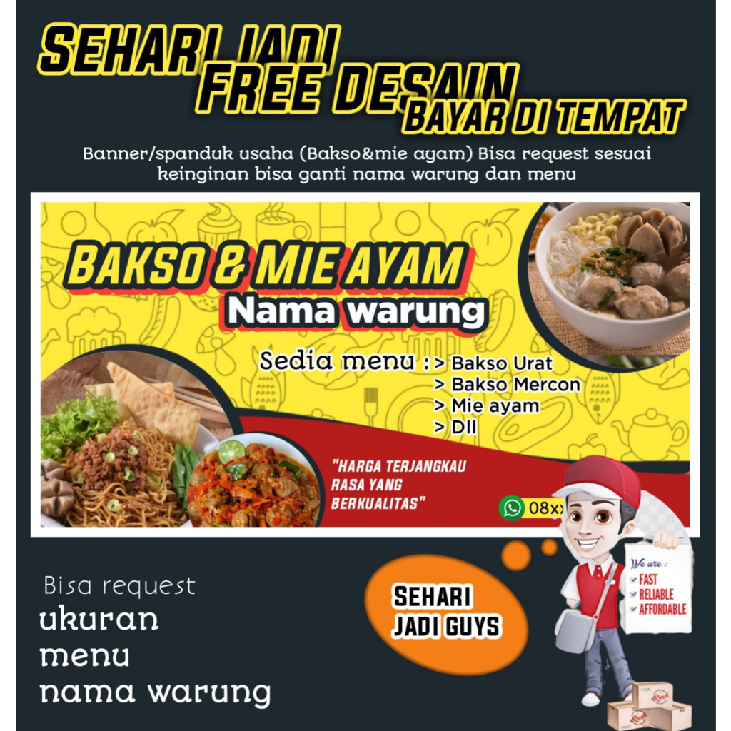 Jual Cetak Spanduk Cetak Banner Gratis Design Sehari Jadi,banner bakso ...