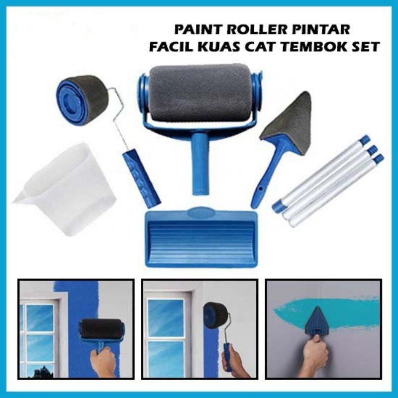 Jual Paint Roller Pintar Facil Roll Cat Tembok Set | Shopee Indonesia
