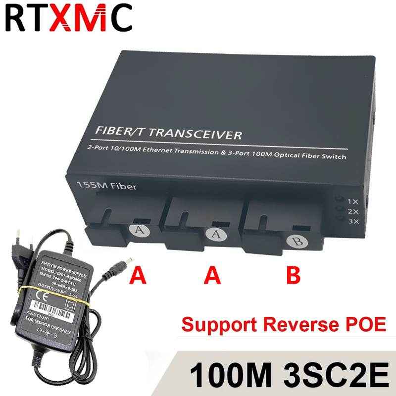 Jual Reverse POE 100M Fast Erhetnet 10/100M Ethernet Switch 3 Fiber Port SC 25KM2UTP RJ45 ...