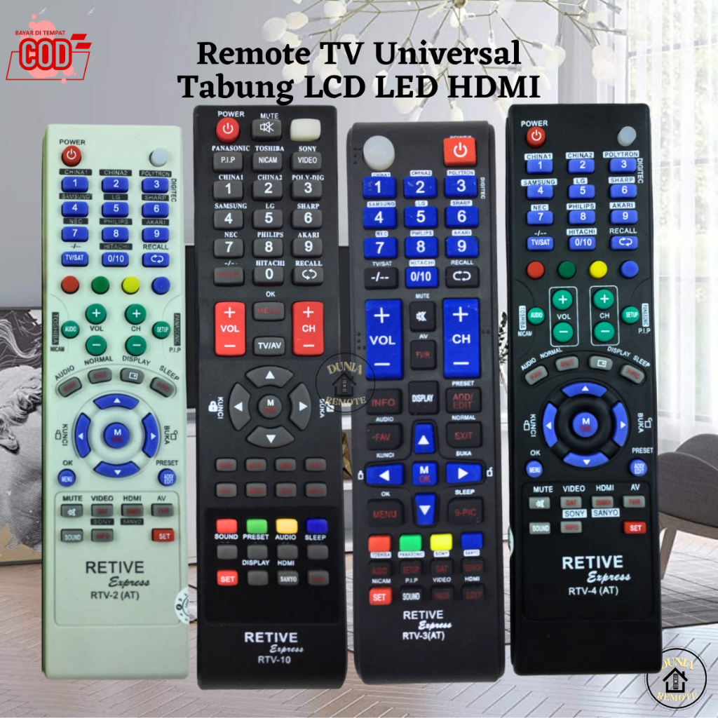 Jual Remot / Remote TV Universal Retive Multi Tabung Lcd Led Hdmi +Digital Receiver HDMI ...