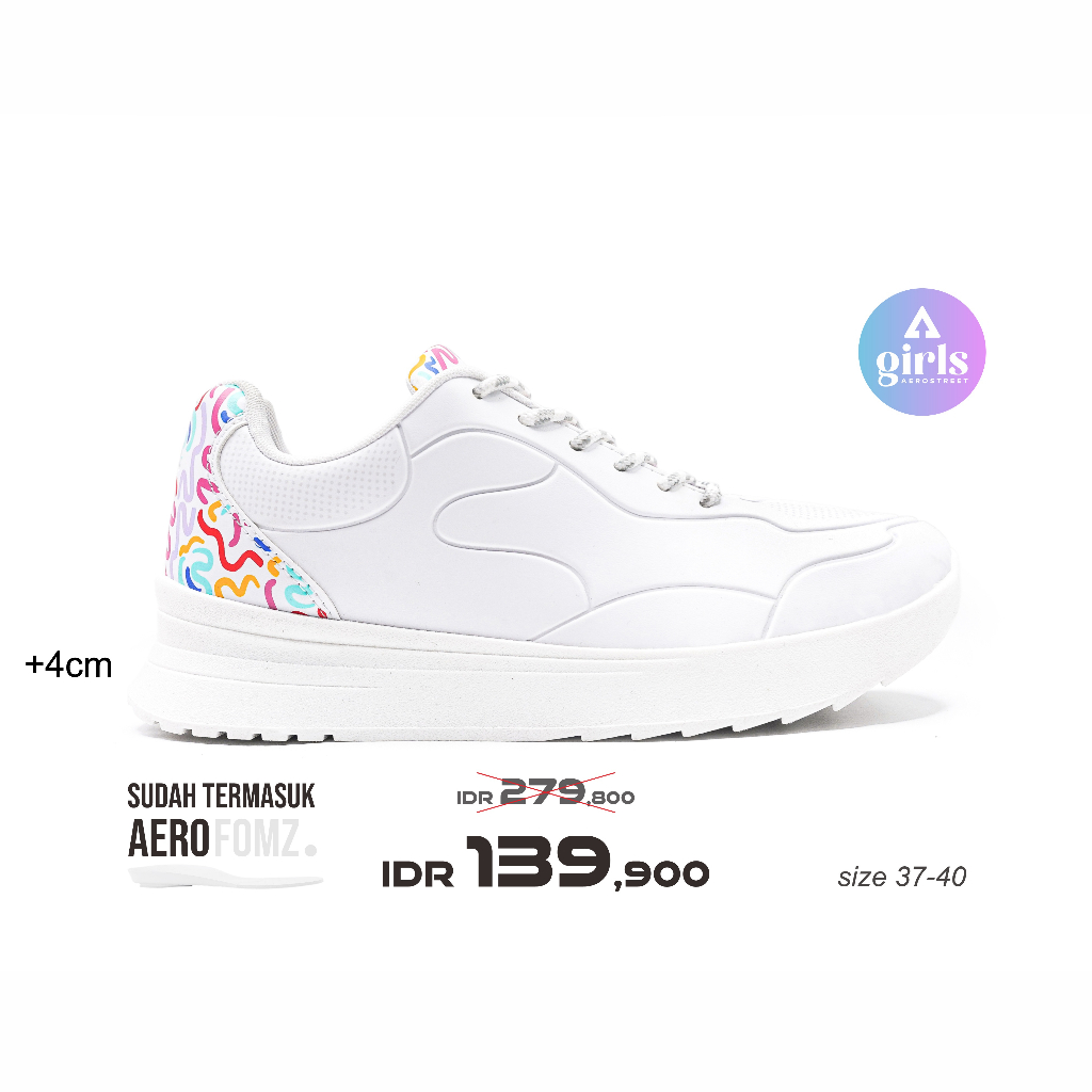 Jual Aerostreet 37-40 Rainbow Putih Putih Motif - Sepatu Sneakers ...