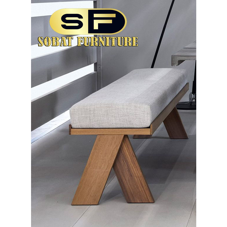 Jual Bench Kayu Jati Modern Minimalis Kaki Bentuk V terbalik Jok Busa ...