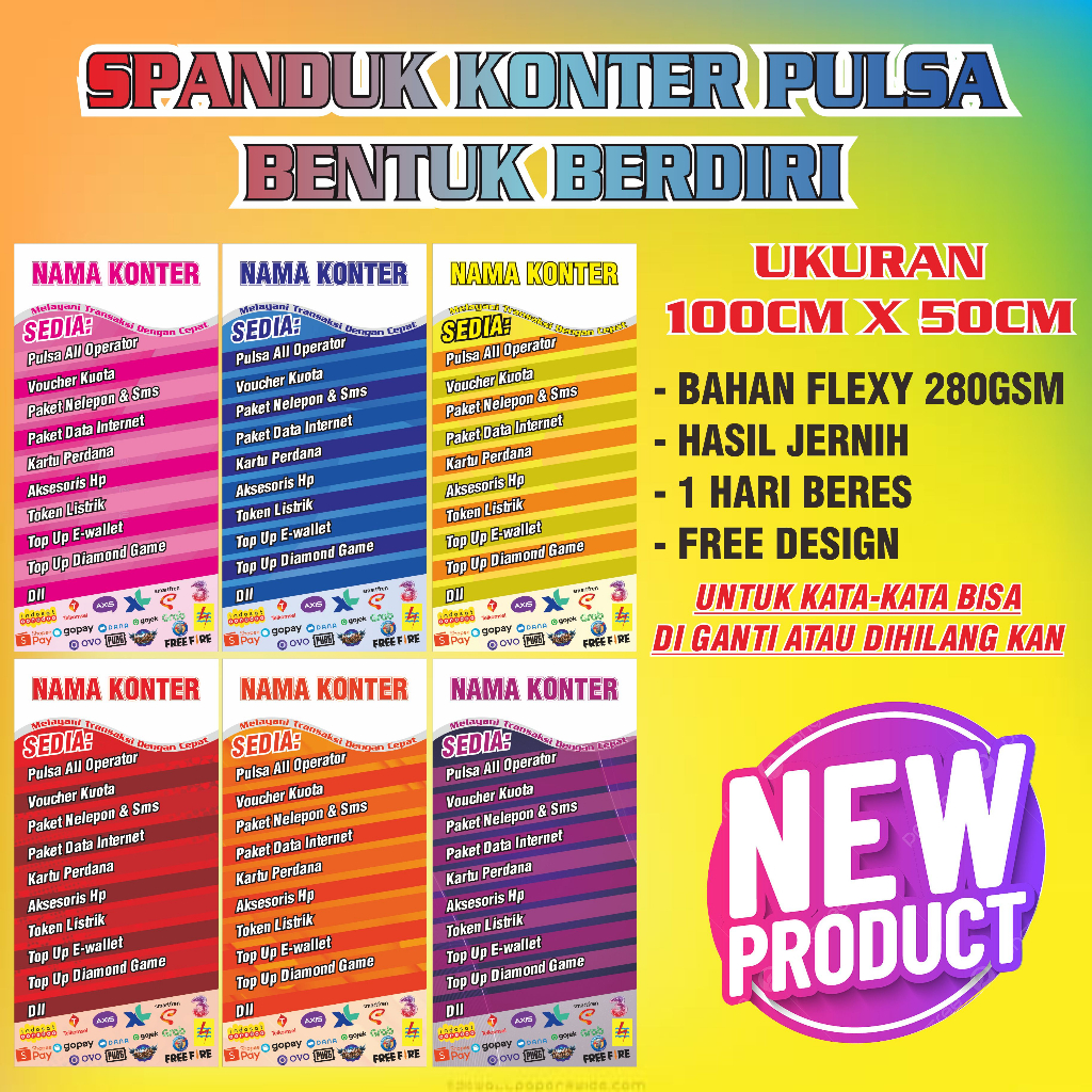 Jual BANNER / SPANDUK KONTER PULSA UKURAN 100X50CM | Shopee Indonesia