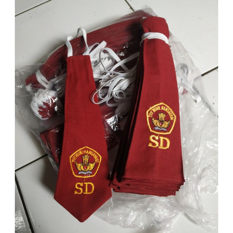 Jual Dasi Sekolah SD Bordir Putra Putri | Dasi Pendek SD Wanita Karet ...
