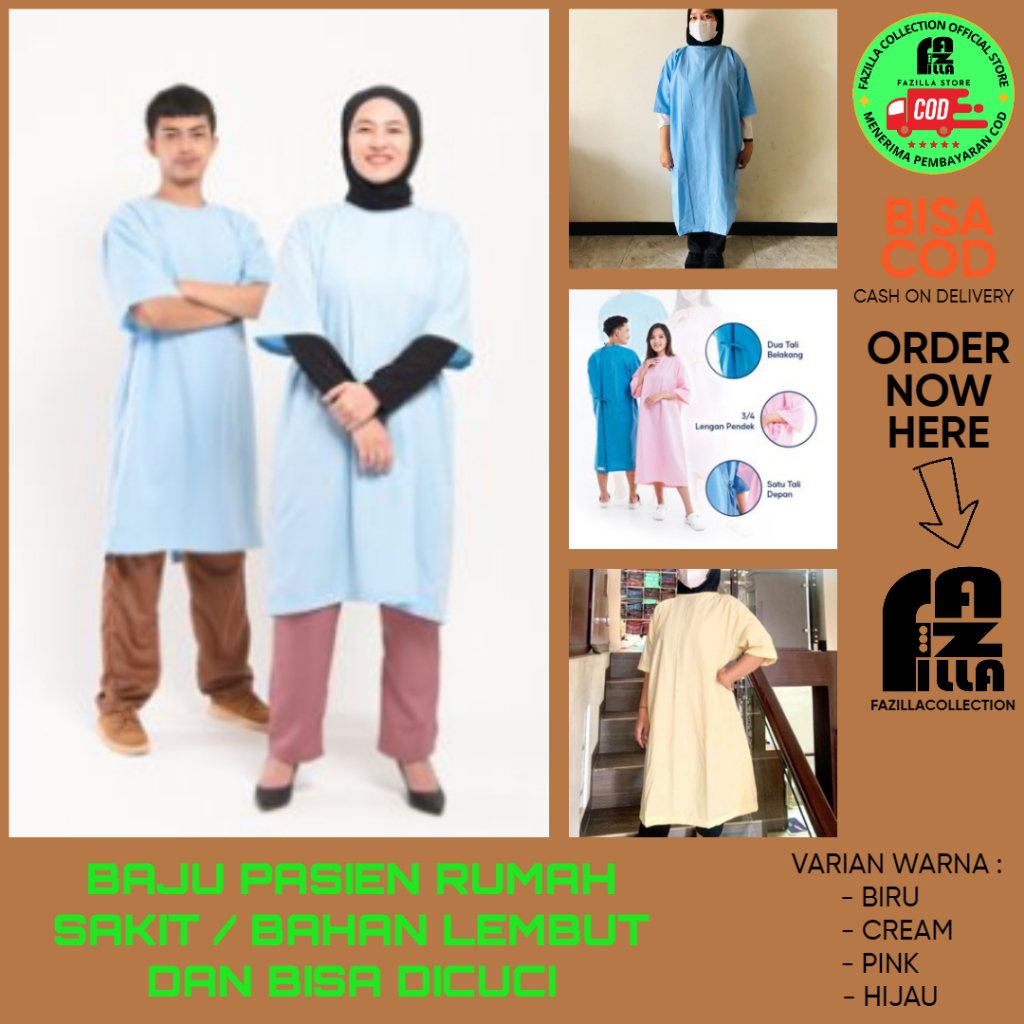 Jual FAZILLA Baju pasien/baju operasi/baju rumah sakit baju pasien kimono baju pasien ikat ...