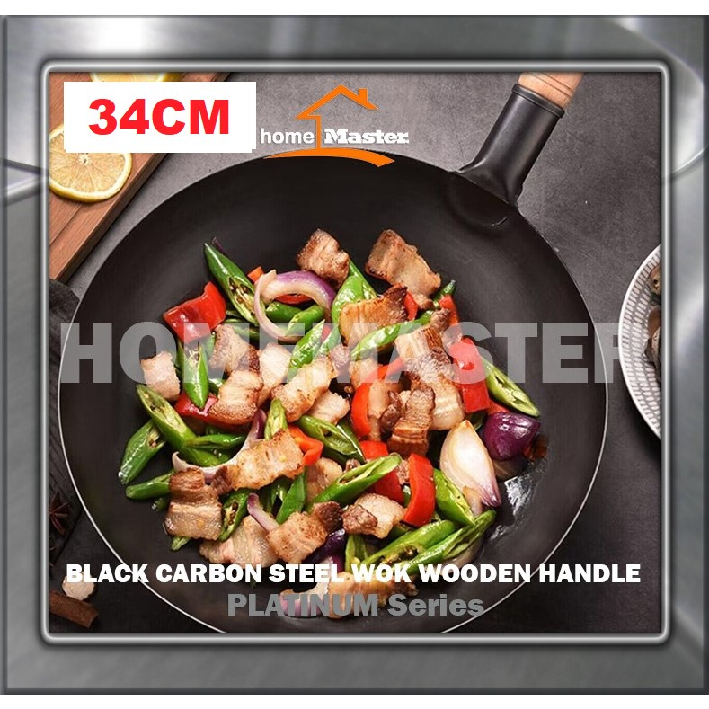 Jual HomeMaster Black Carbon Wok/Wajan Besi Baja Hitam Karbon Pegangan ...