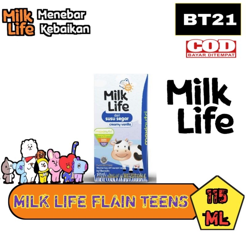 Jual MILK LIFE susu uht rasa vanilla 115ml | Shopee Indonesia