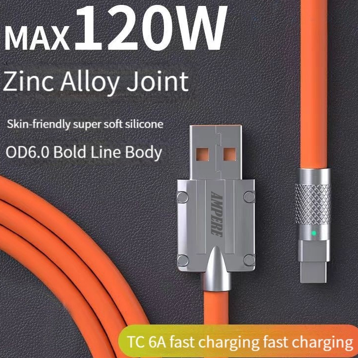 Jual Ampere Kabel data 120 Watt 6A type c lightning to Micro usb PD Fast Charging vooc qualcomm ...