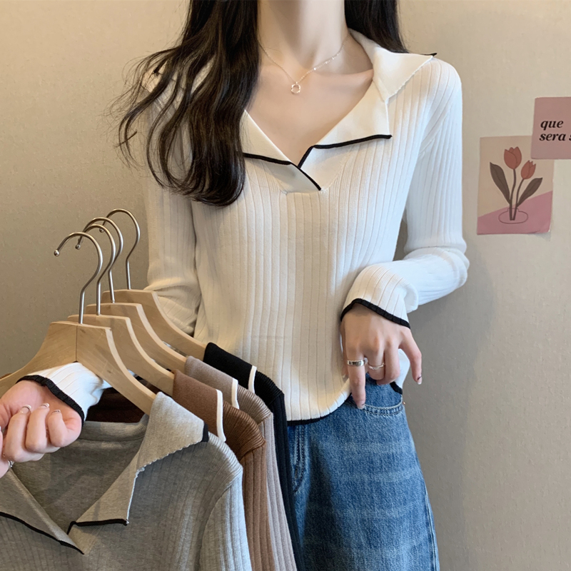 Jual Kaos Knit Import Baju Rajut Wanita Lengan Panjang Polo Shirt Inner ...