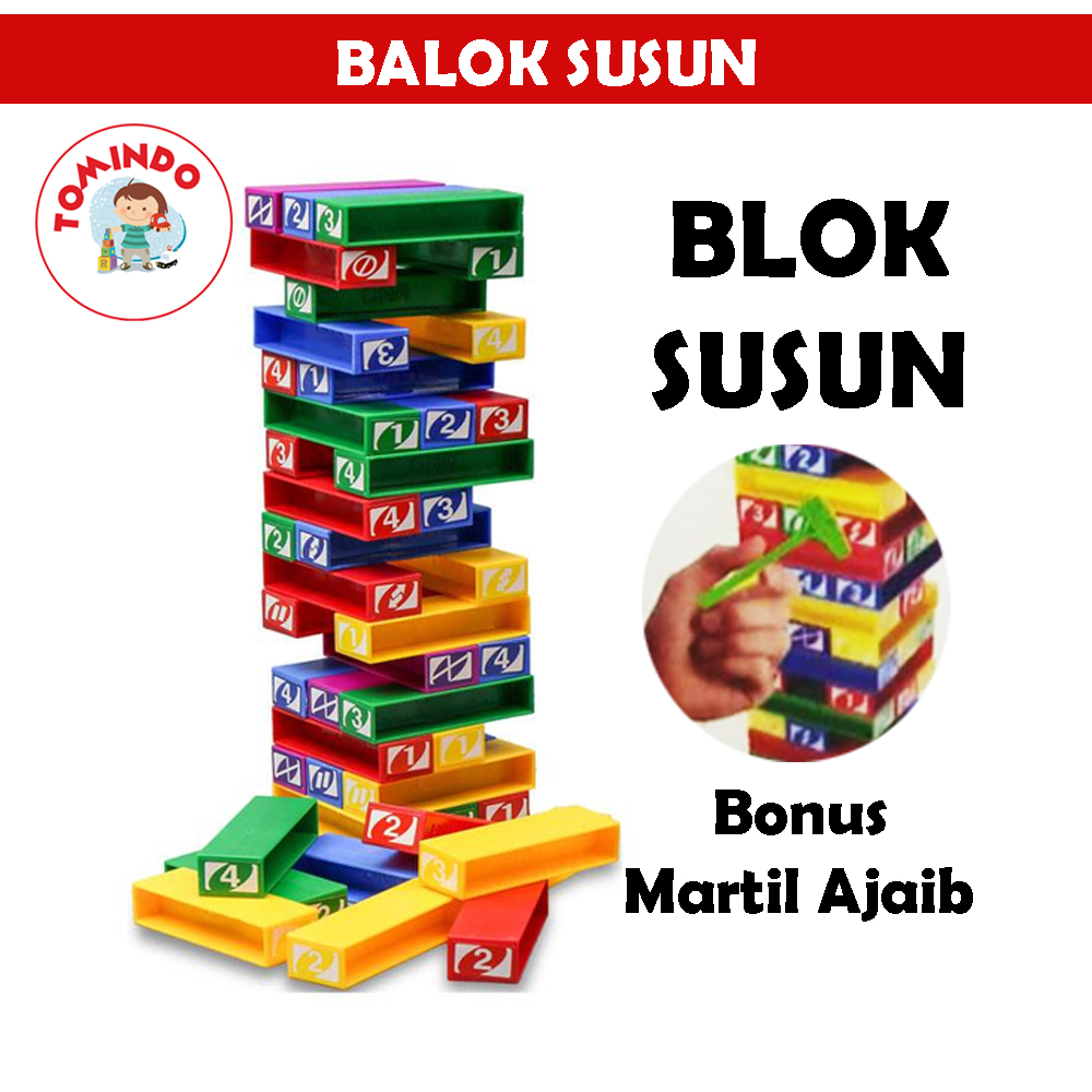 Jual Tomindo Mainan Anak Balok Susun Blok Menyusun Balok Warna Warni ...